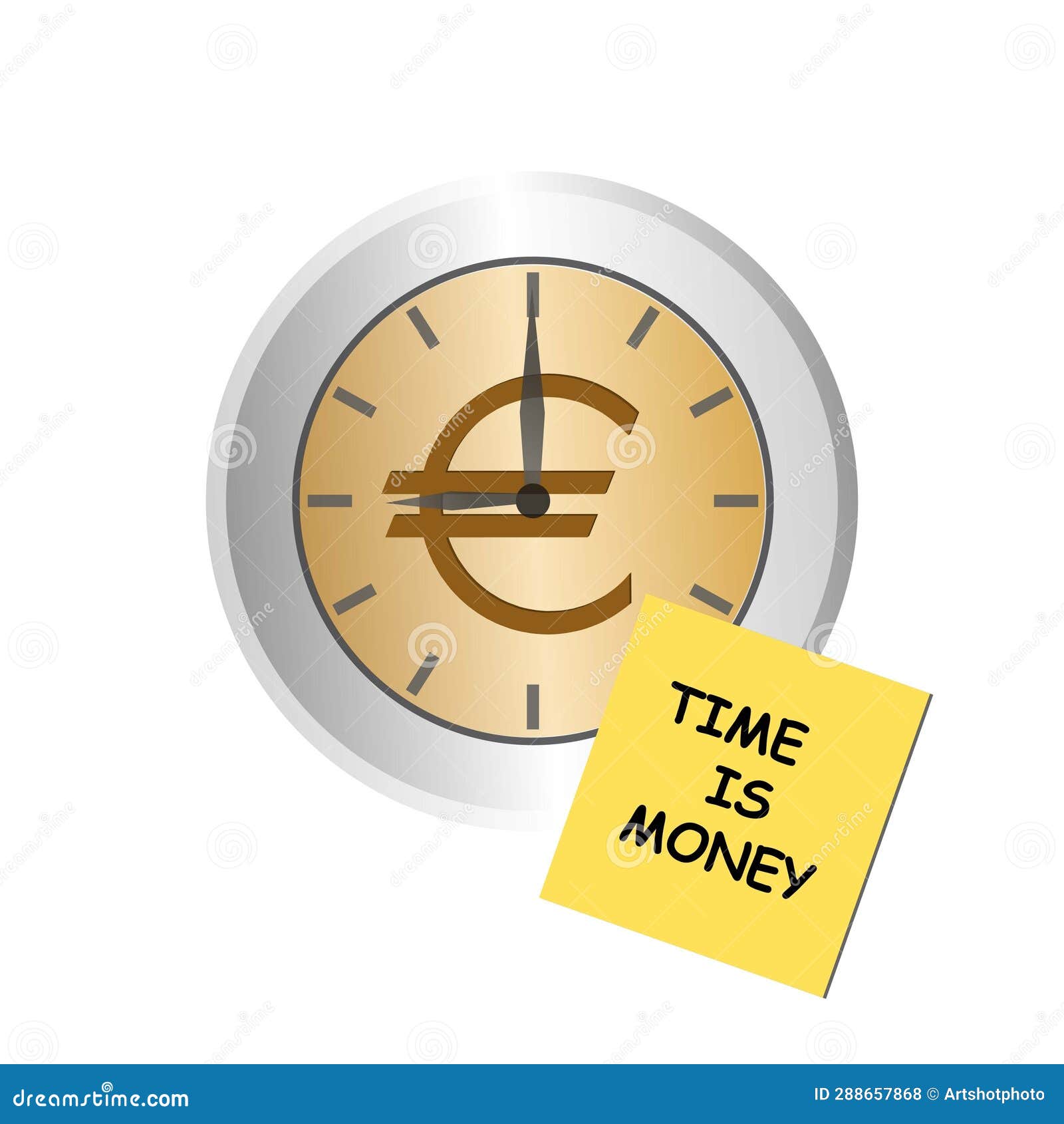 Clock Face with a Sticky Note with the Text Time is Money Stock ...