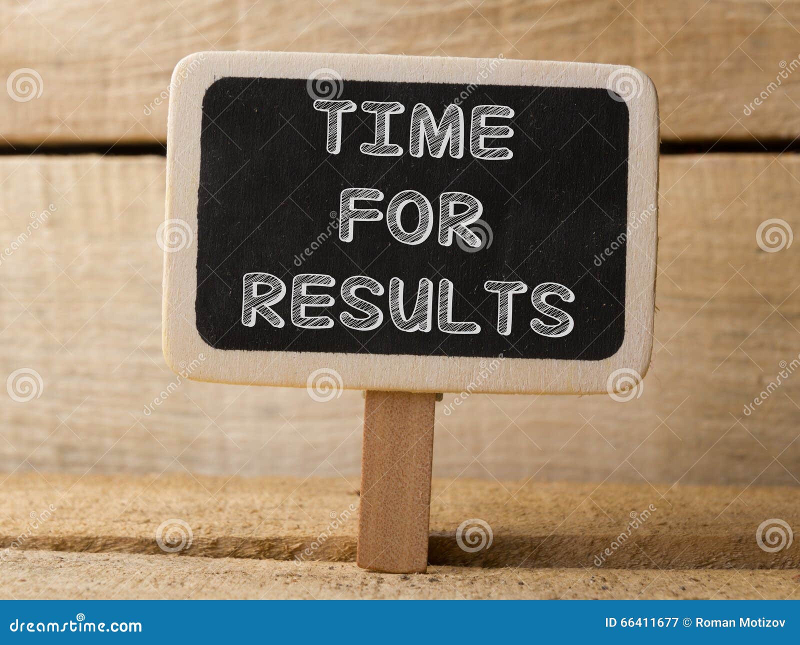 Time for Results Concept on Blackboard at Wooden Background. Stock ...