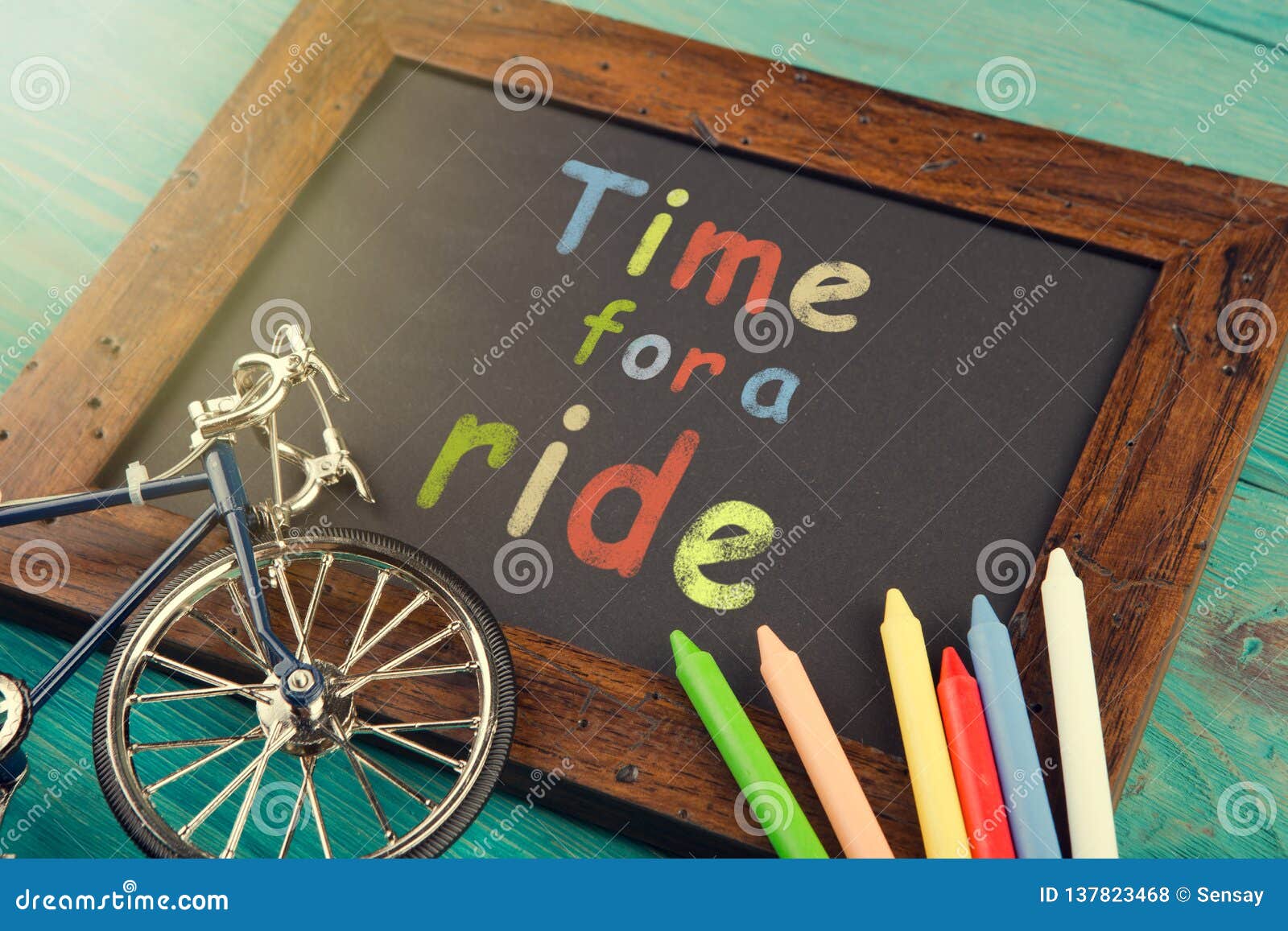 Time for a Ride - Written with Crayons on the Chalkboard Stock Photo ...