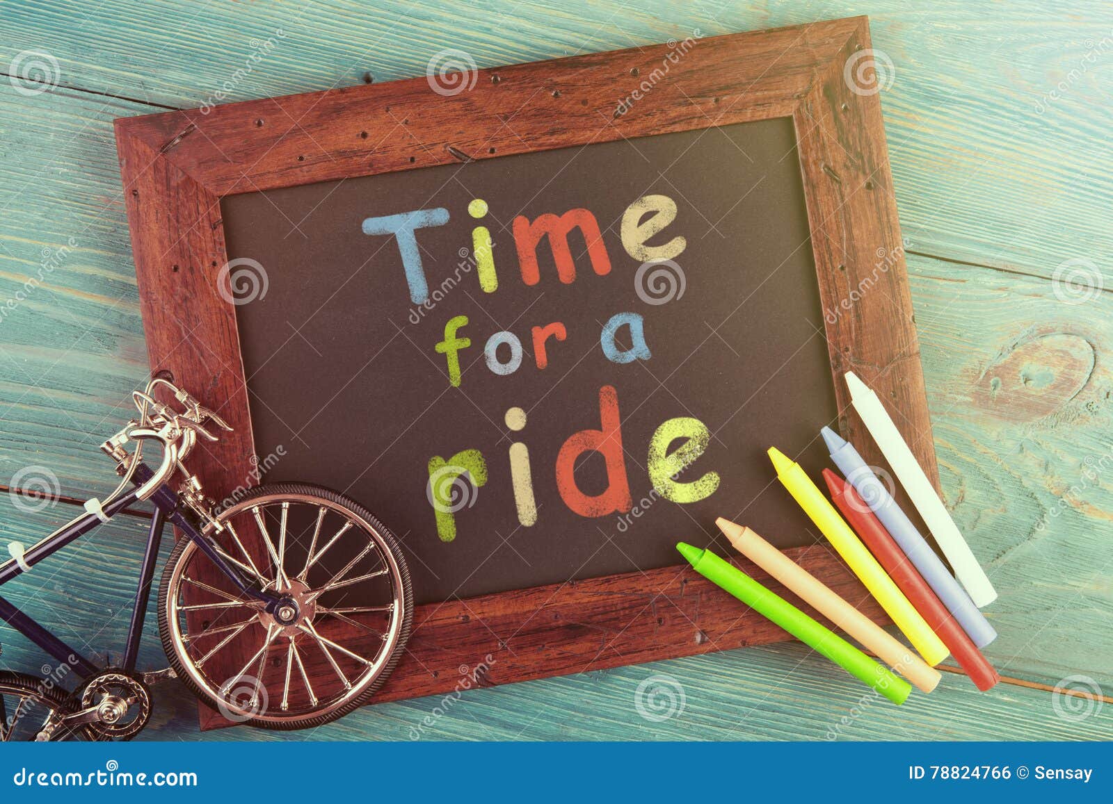 Time for a Ride - Written with Crayons on the Chalkboard Stock Photo ...