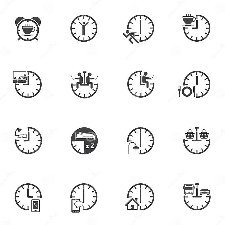 Time with daily Routine Icon Set Stock Vector - Illustration of symbol ...