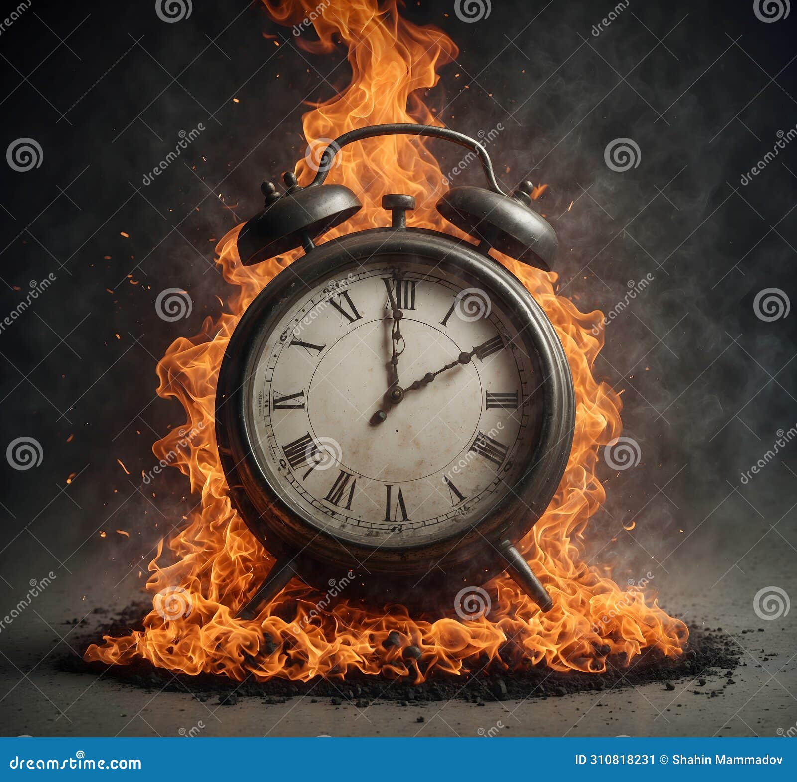 Time is Running Out Concept Shows Clock that is Burning Up with Flames ...