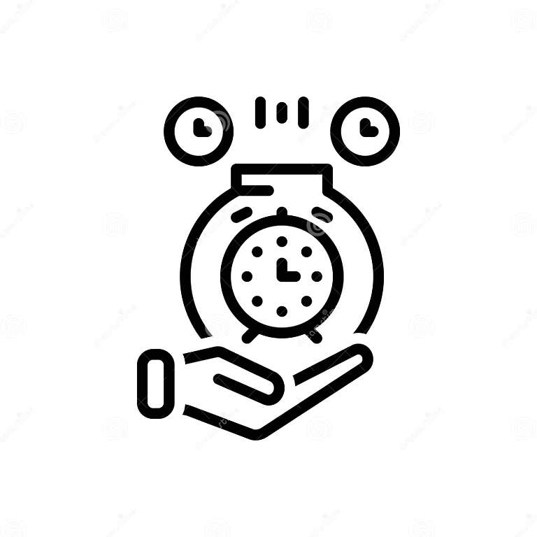Black Line Icon for Time Saving, Easy and Clock Stock Vector ...