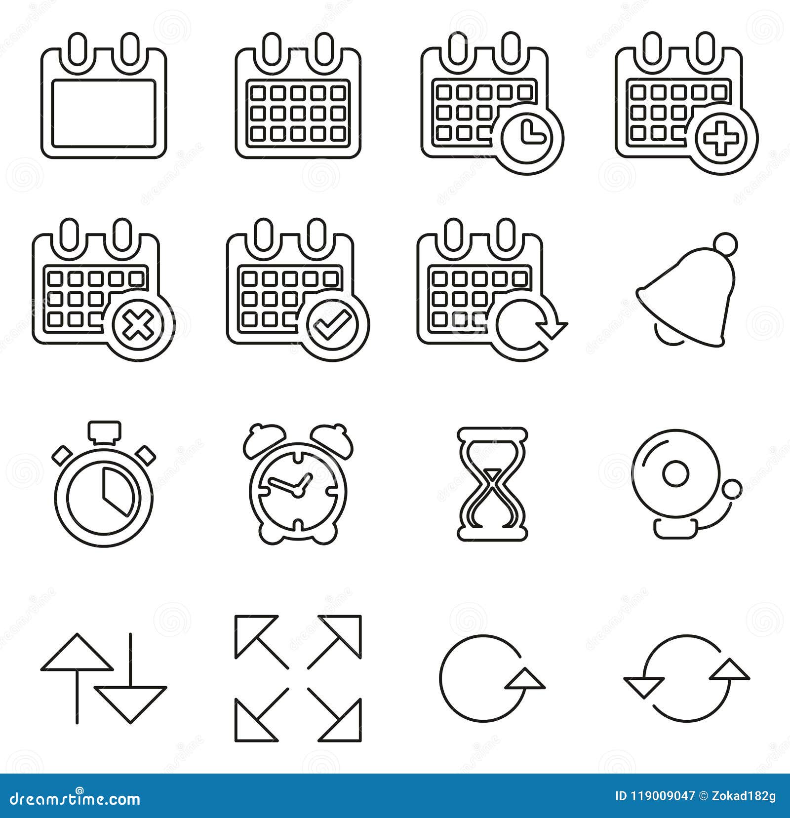 Time & Schedule Icons Thin Line Vector Illustration Set Stock Vector ...