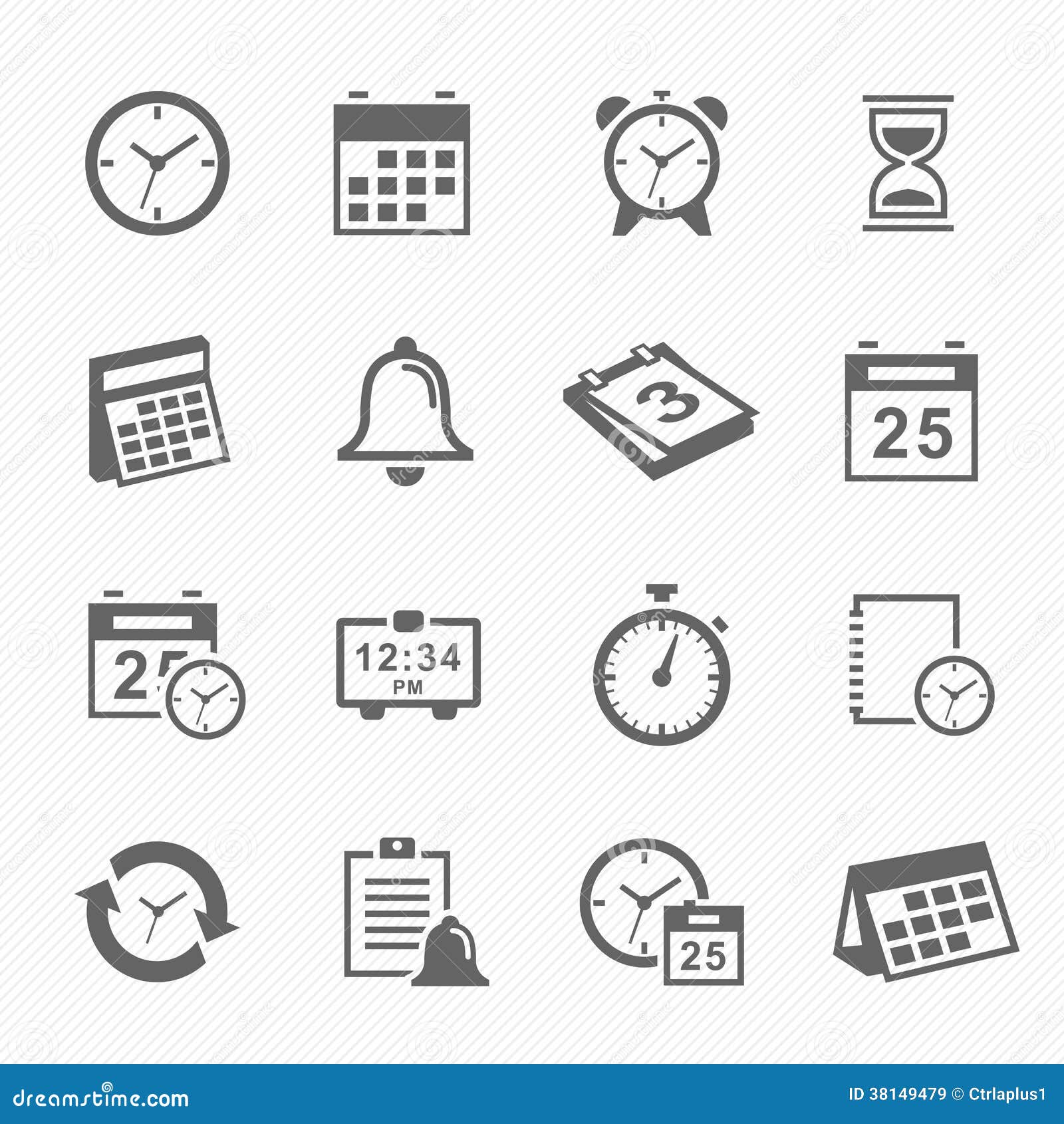 Time and Schedule Stroke Symbol Icons Set Stock Vector - Illustration ...