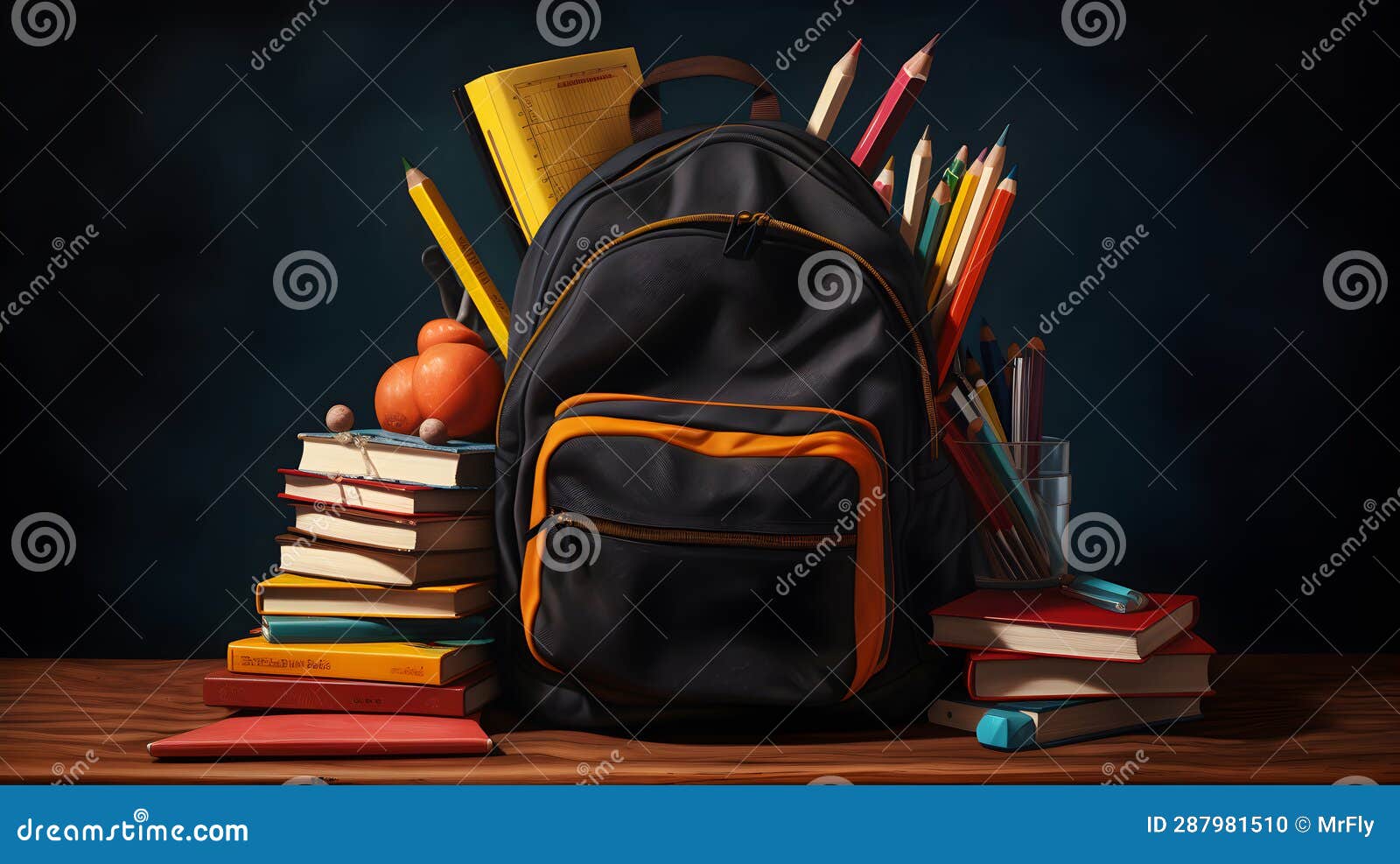 Time for School, Backpack Full of Books and School Suplies Stock ...