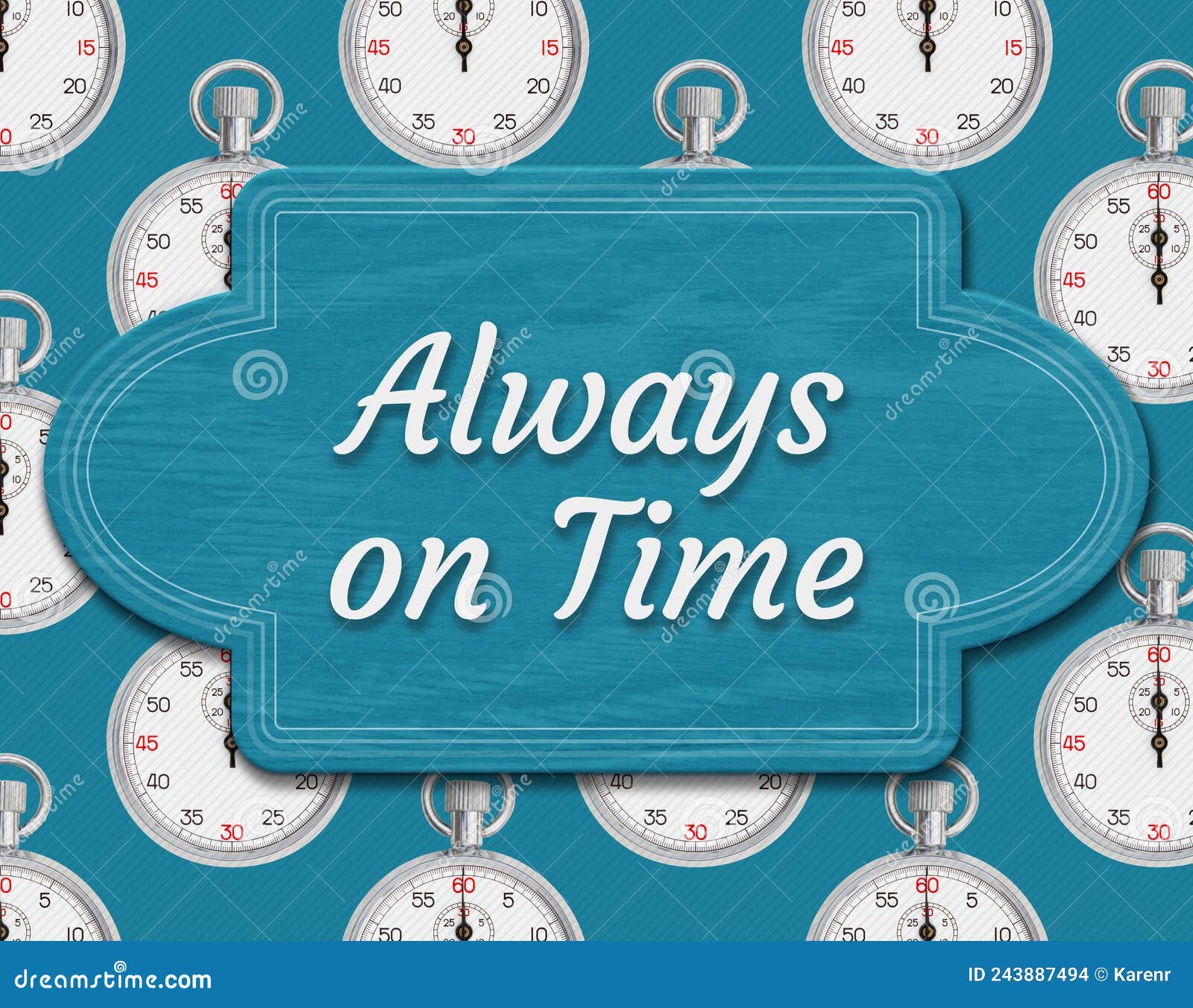 Always on Time Sign with Stopwatch Stock Photo - Image of object ...