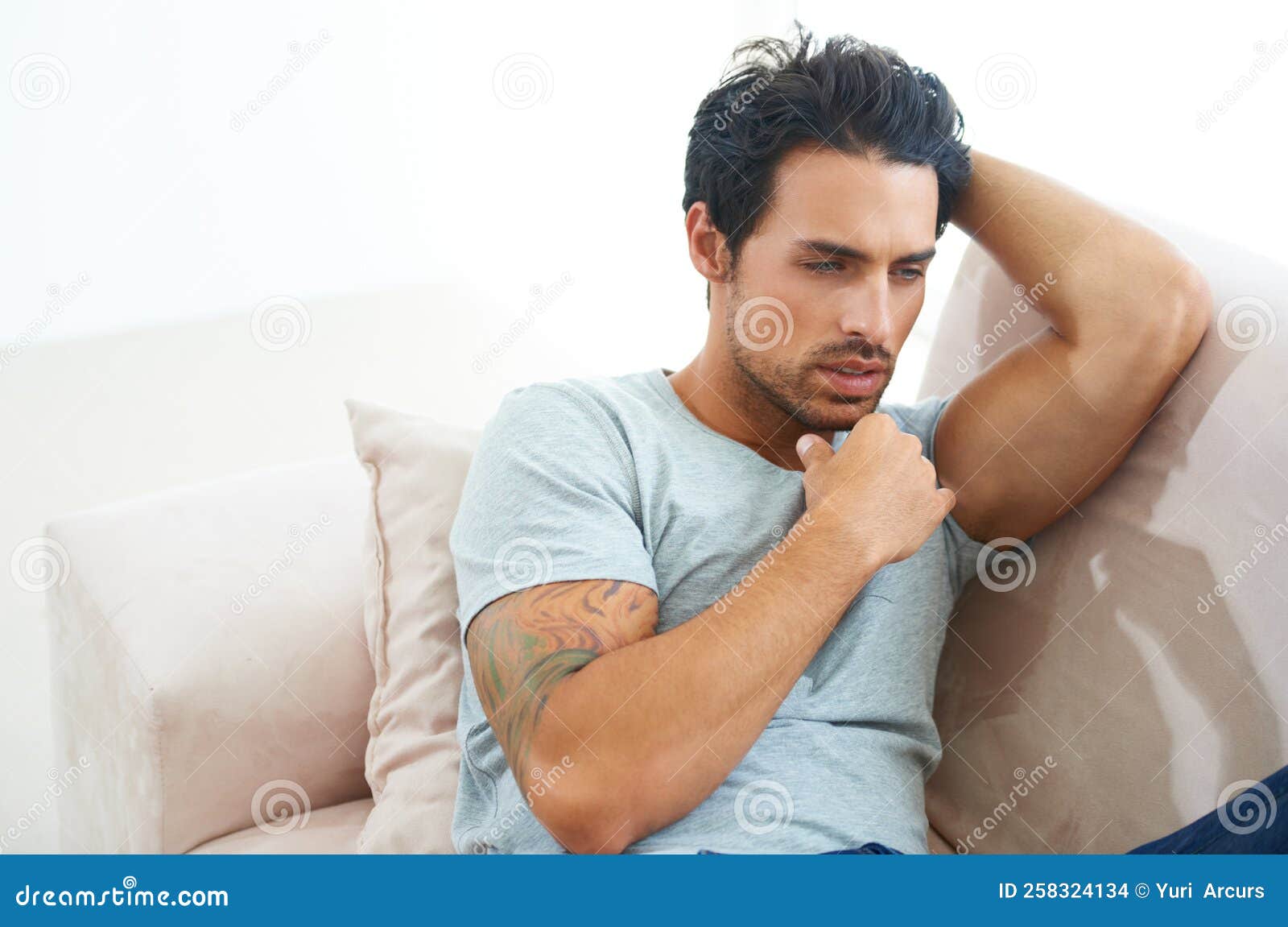 Time for Some Introspection. a Handsome Young Man with a Pensive ...