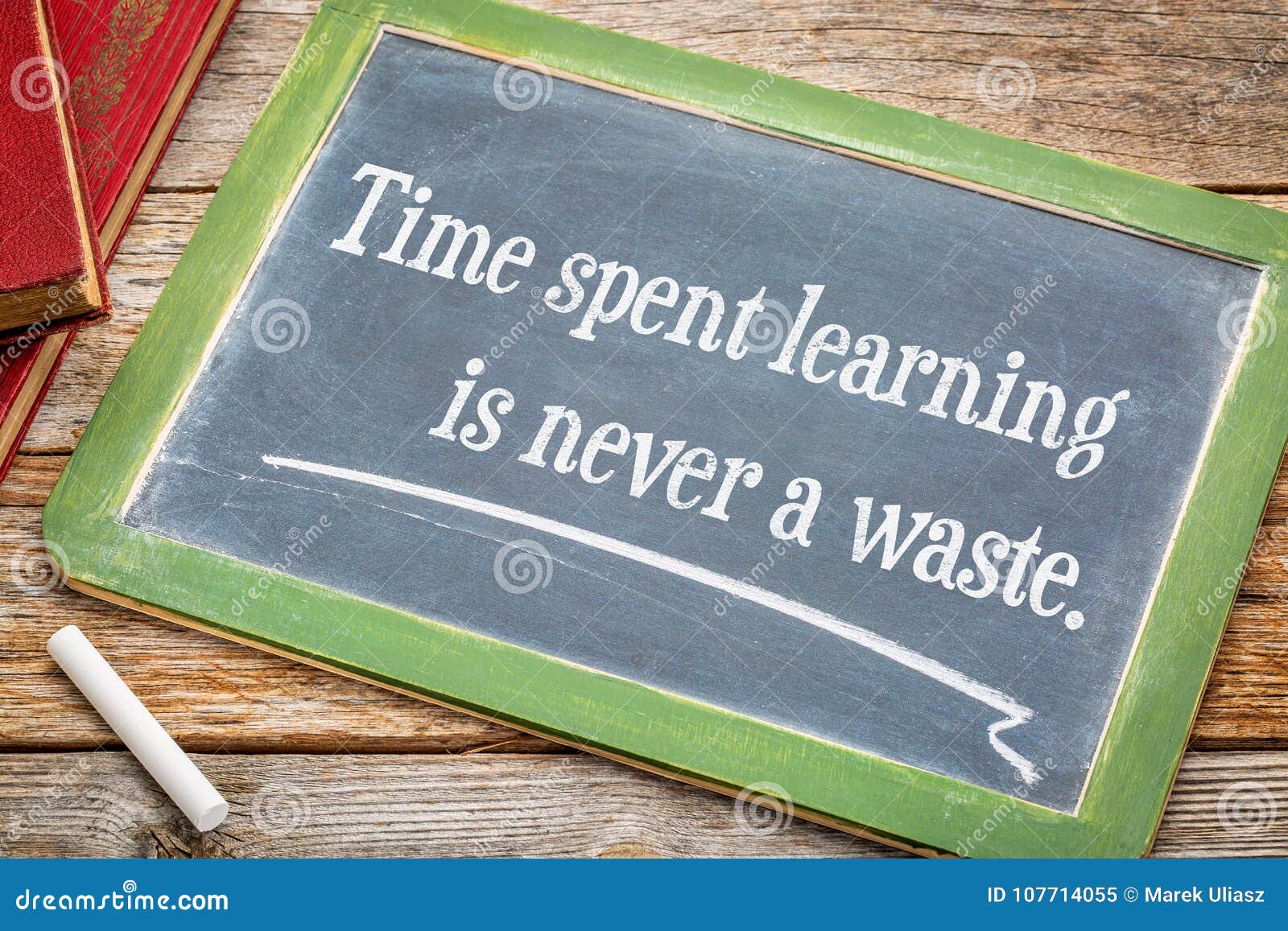 Time Spent Learning in Never a Waste Stock Image - Image of wood, quote ...