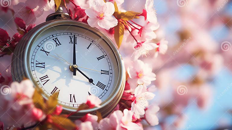 Time spring forward clock stock illustration. Illustration of hour ...
