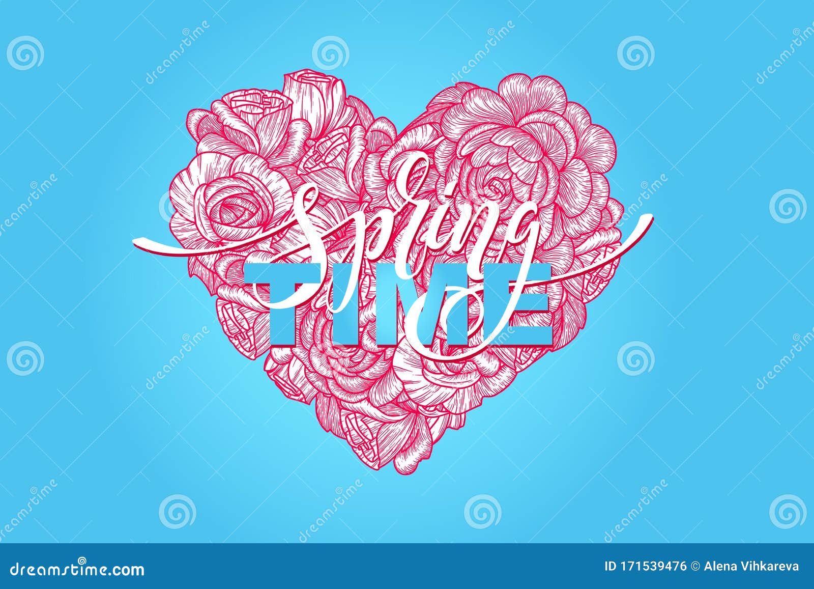 Time Spring Inscription. Modern Brush Calligraphy. Hand Drawn Design ...