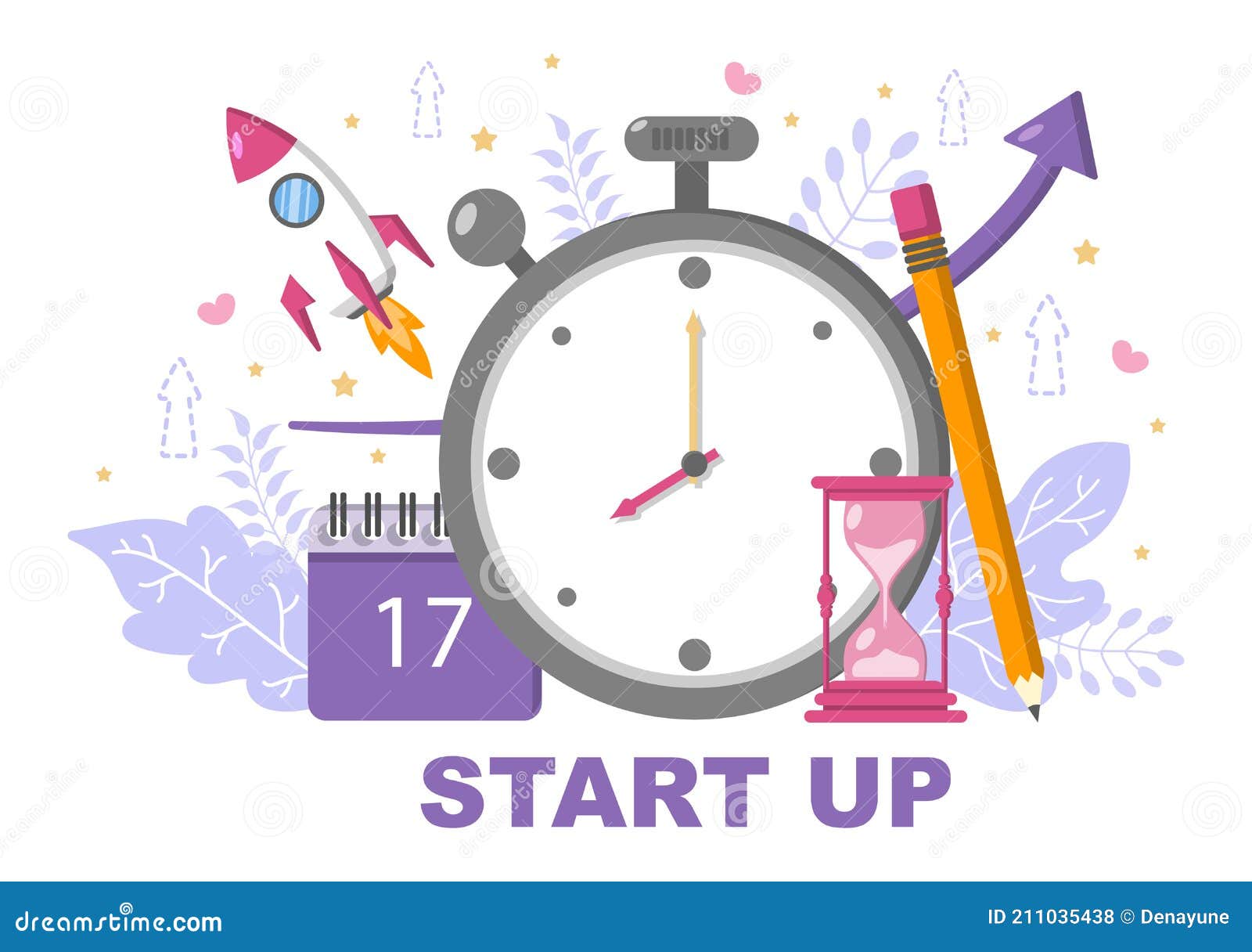 On Time Startup Flat Illustration of Business Development Process ...
