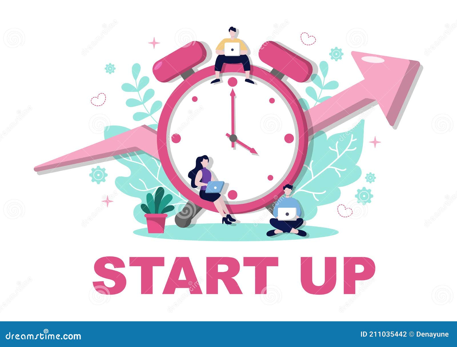 On Time Startup Flat Illustration of Business Development Process ...