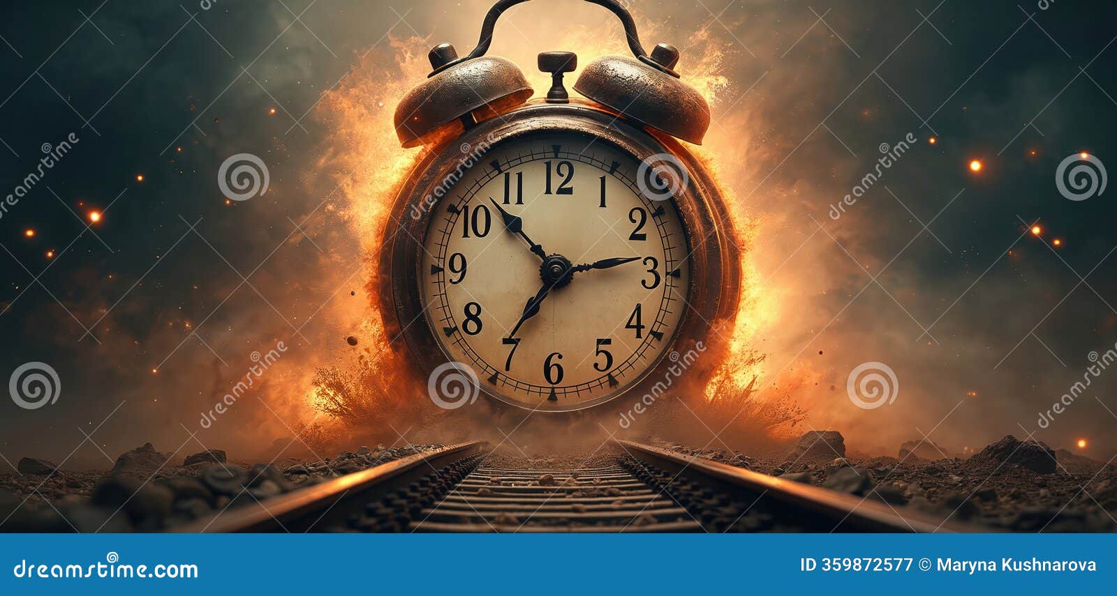 Surreal And Apocalyptic Landscape View Of Humanity Extinction In Fire ...