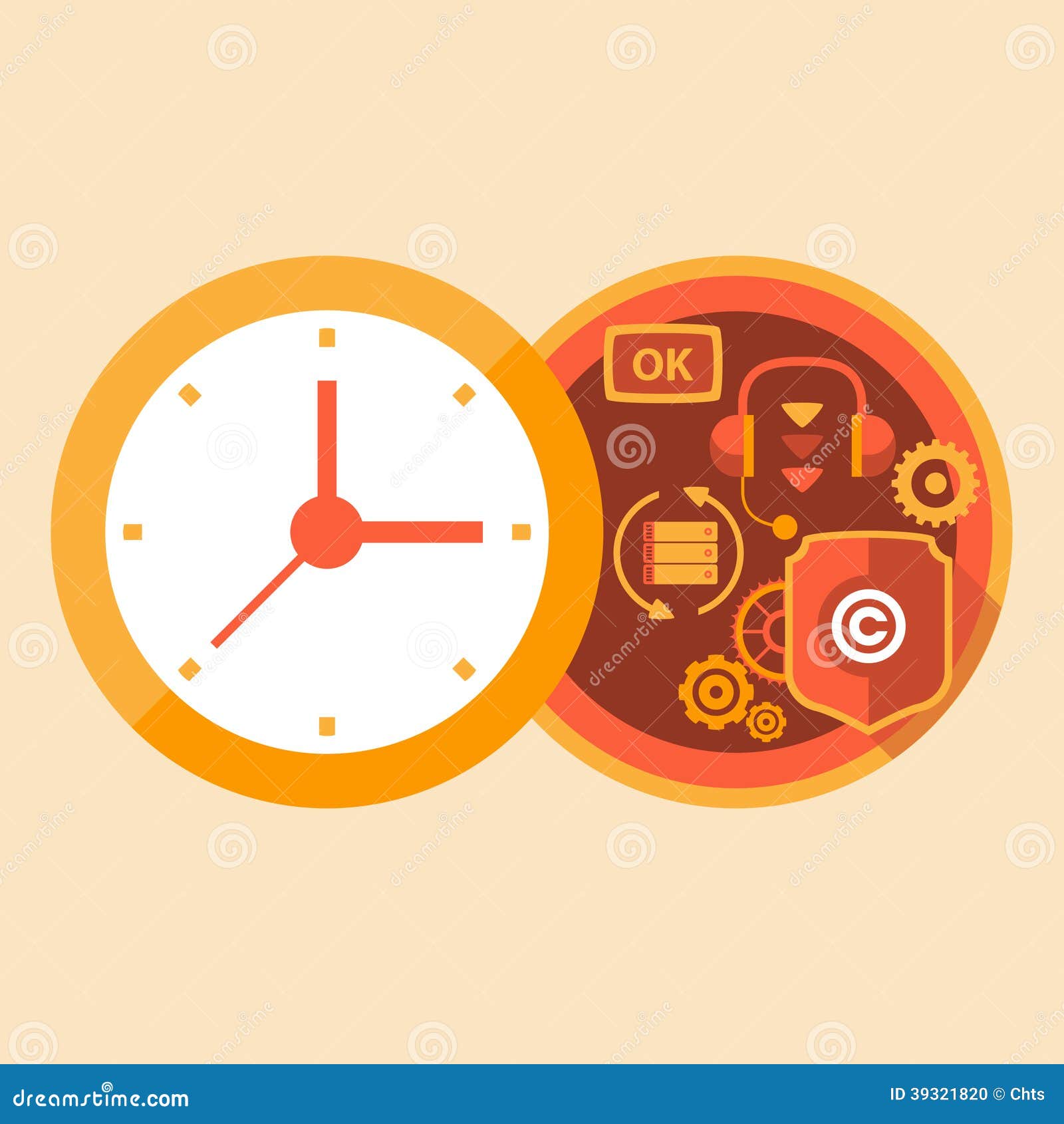 Time Support and Call Center Work Stock Illustration - Illustration of ...