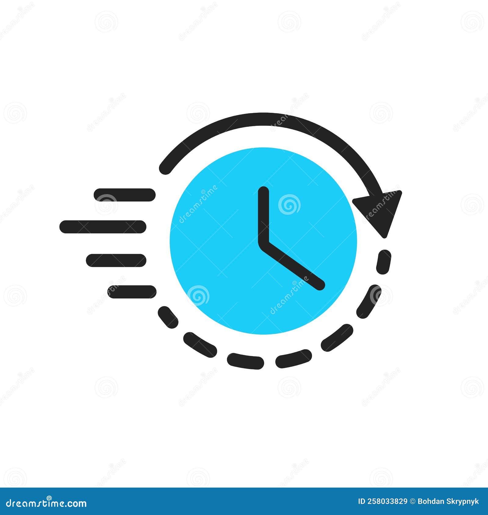 Time Symbol Icon. Dial with Pointers and Curved Speed Arrow Stock ...