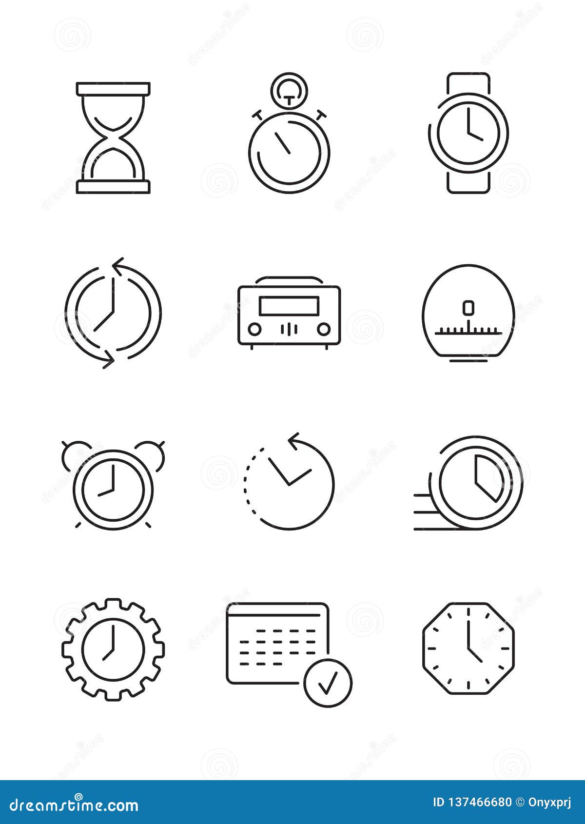 Time Symbols. Calendar Clock Fast Work Time Manageent Thin Linear Icon ...