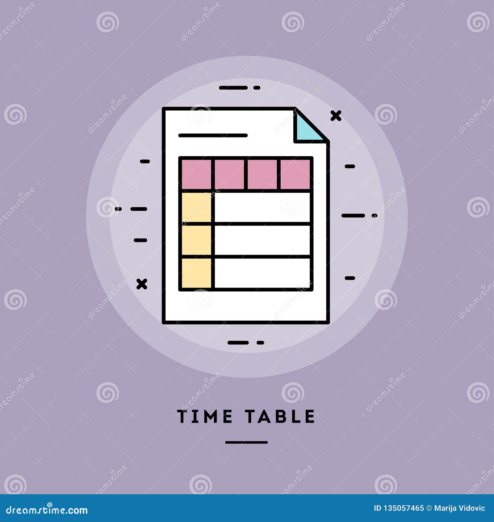 Time Table, Flat Design Thin Line Banner. Stock Vector - Illustration ...