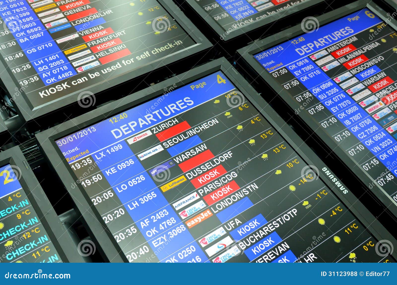 Time Table for Planes at Prague Airport Editorial Stock Photo - Image ...