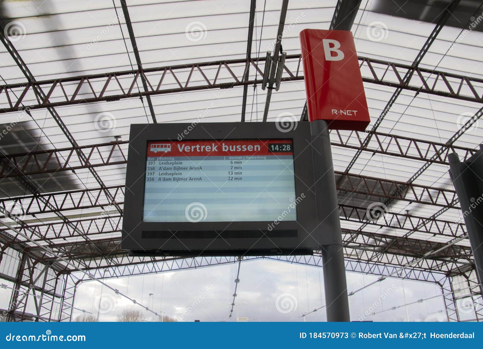 Time Table Screen Inside the Bus Stop at Schiphol Knooppunt Noord the ...