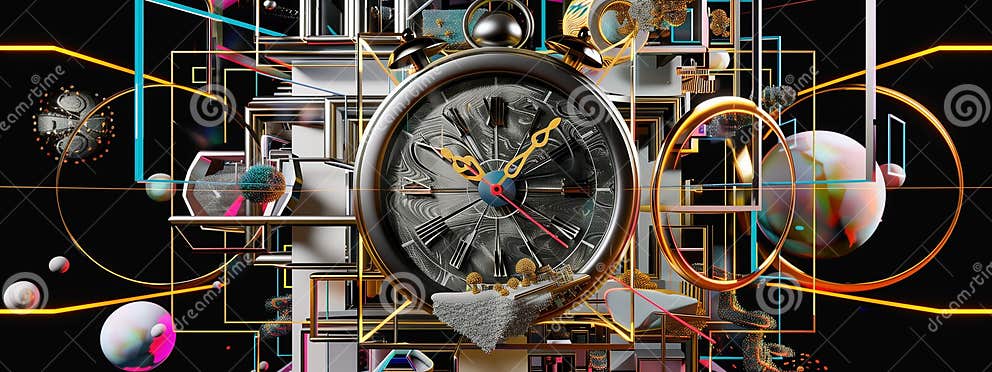 Time Takes on a Psychedelic Form with a Mesmerizing Clock. Stock ...