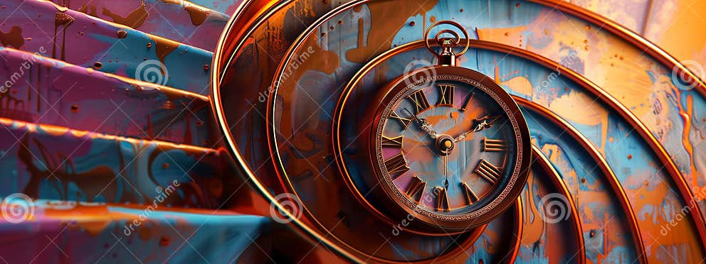 Time Takes on a Psychedelic Form with a Mesmerizing Clock. Stock ...