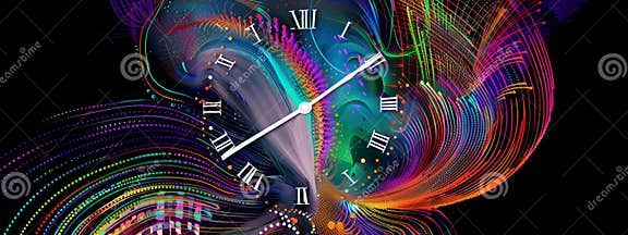 Time Takes on a Psychedelic Form with a Mesmerizing Clock. Stock ...
