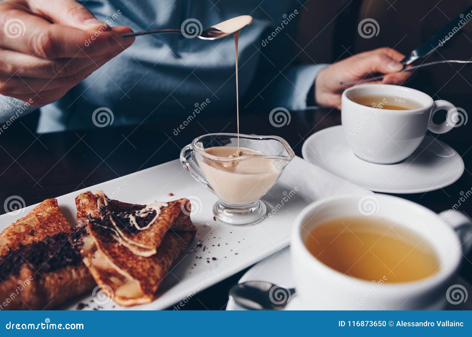The Time of Tea Break - Table with Desserts and Tea Stock Photo - Image ...