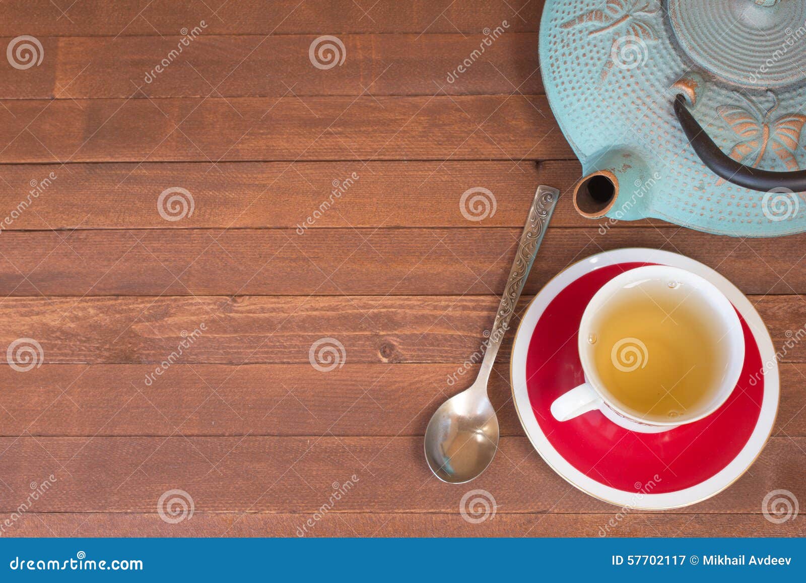 The Time of Tea Break on the Table Top View. Stock Image - Image of ...