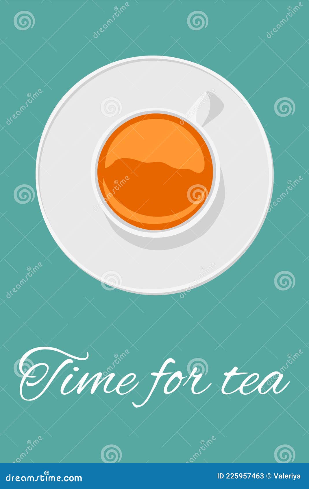 Time for Tea, Poster. Cup of Tea and Croissant Stock Vector ...