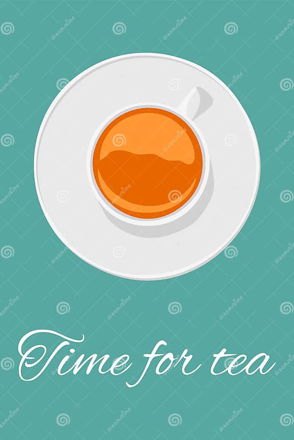Time for Tea, Poster. Cup of Tea and Croissant Stock Vector ...