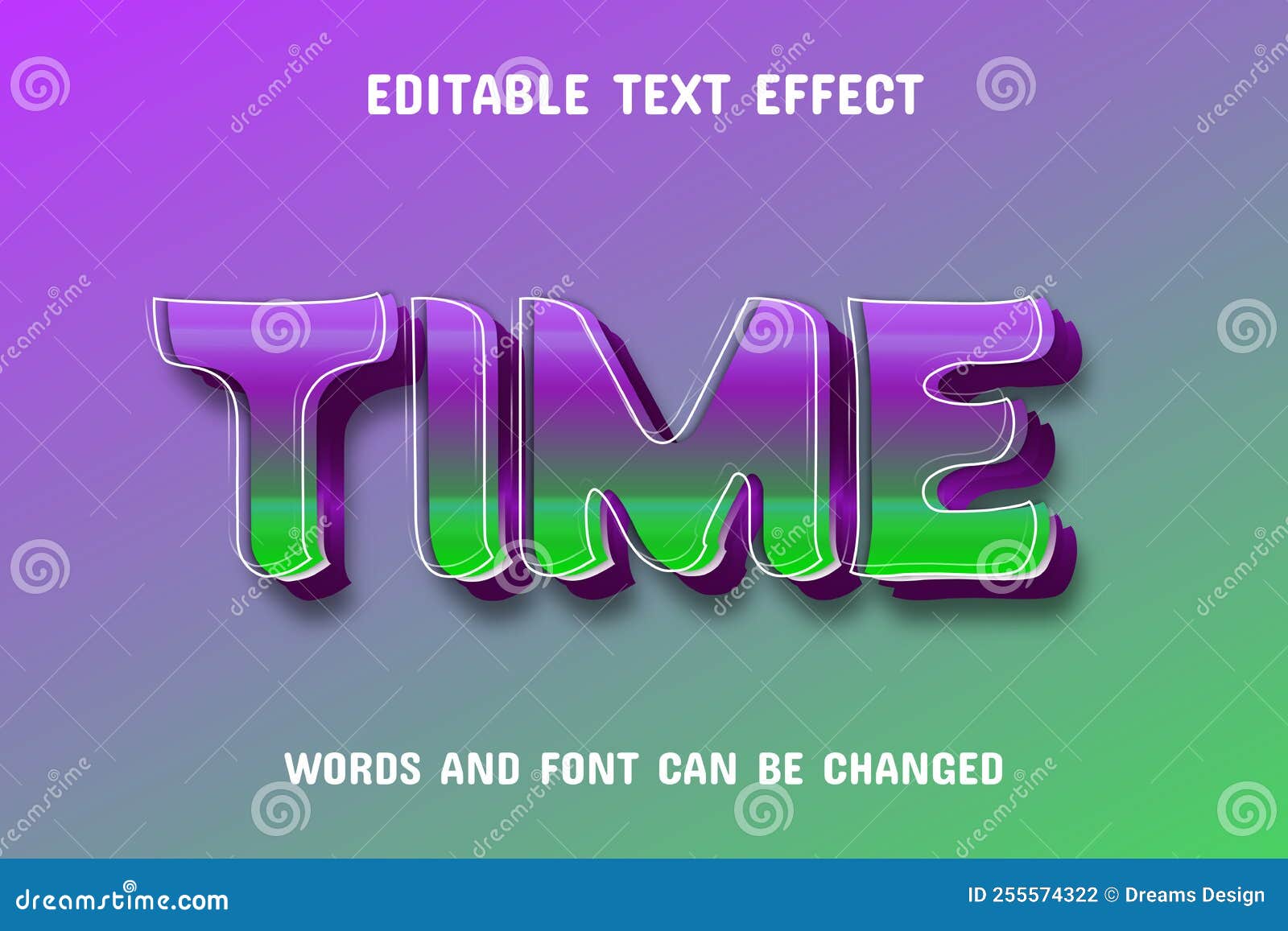 Time Text - Editable Gradient Text Effect Stock Vector - Illustration ...