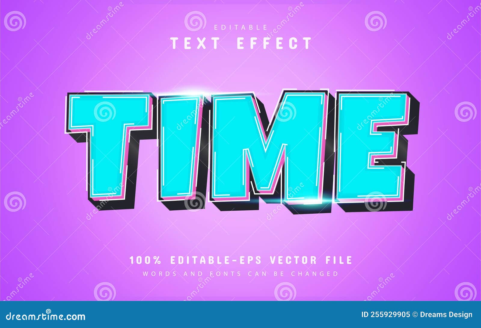 Time text effect stock vector. Illustration of font - 255929905