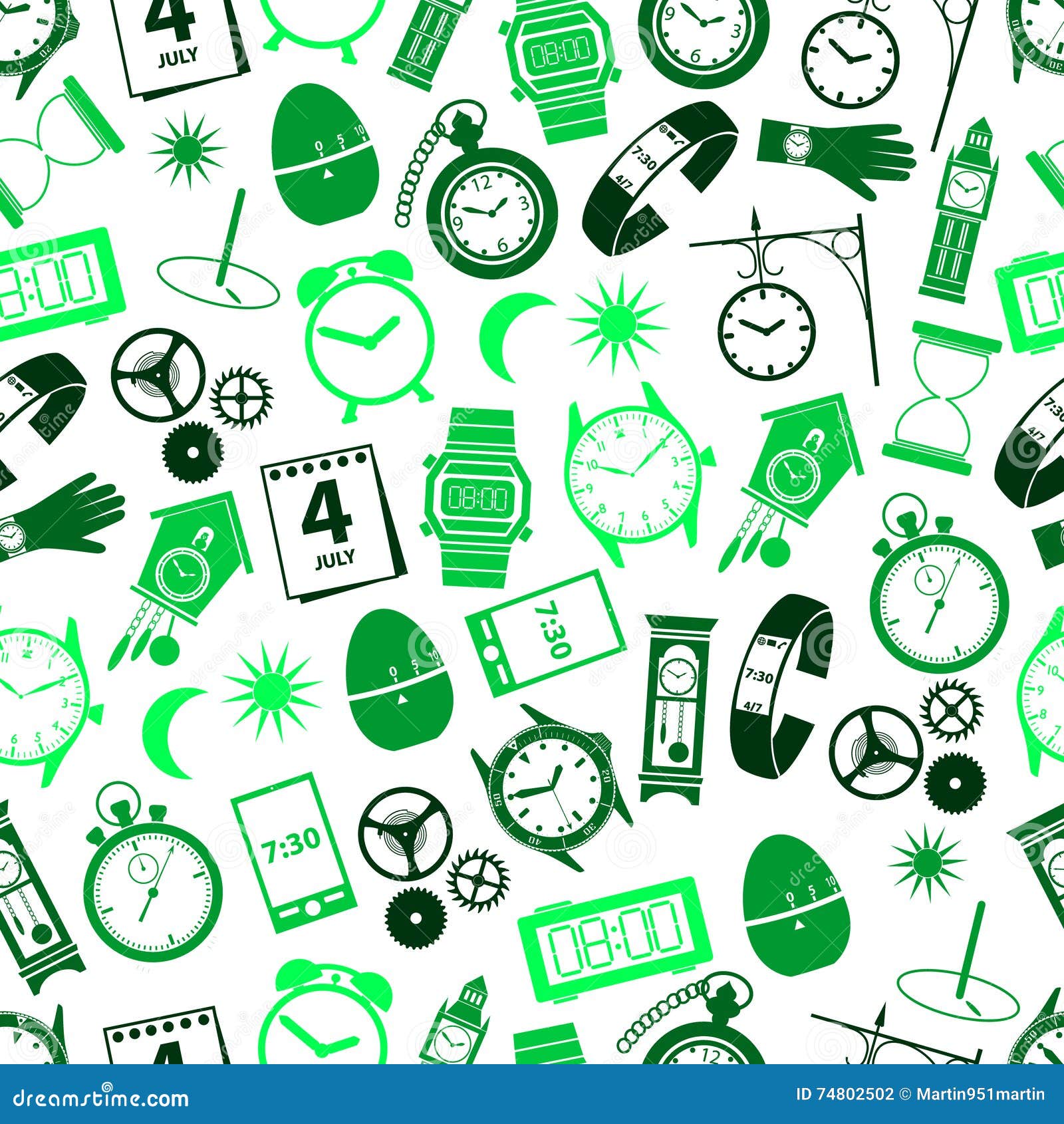 Time Theme Modern Simple Icons Seamless Color Pattern Eps10 Stock ...