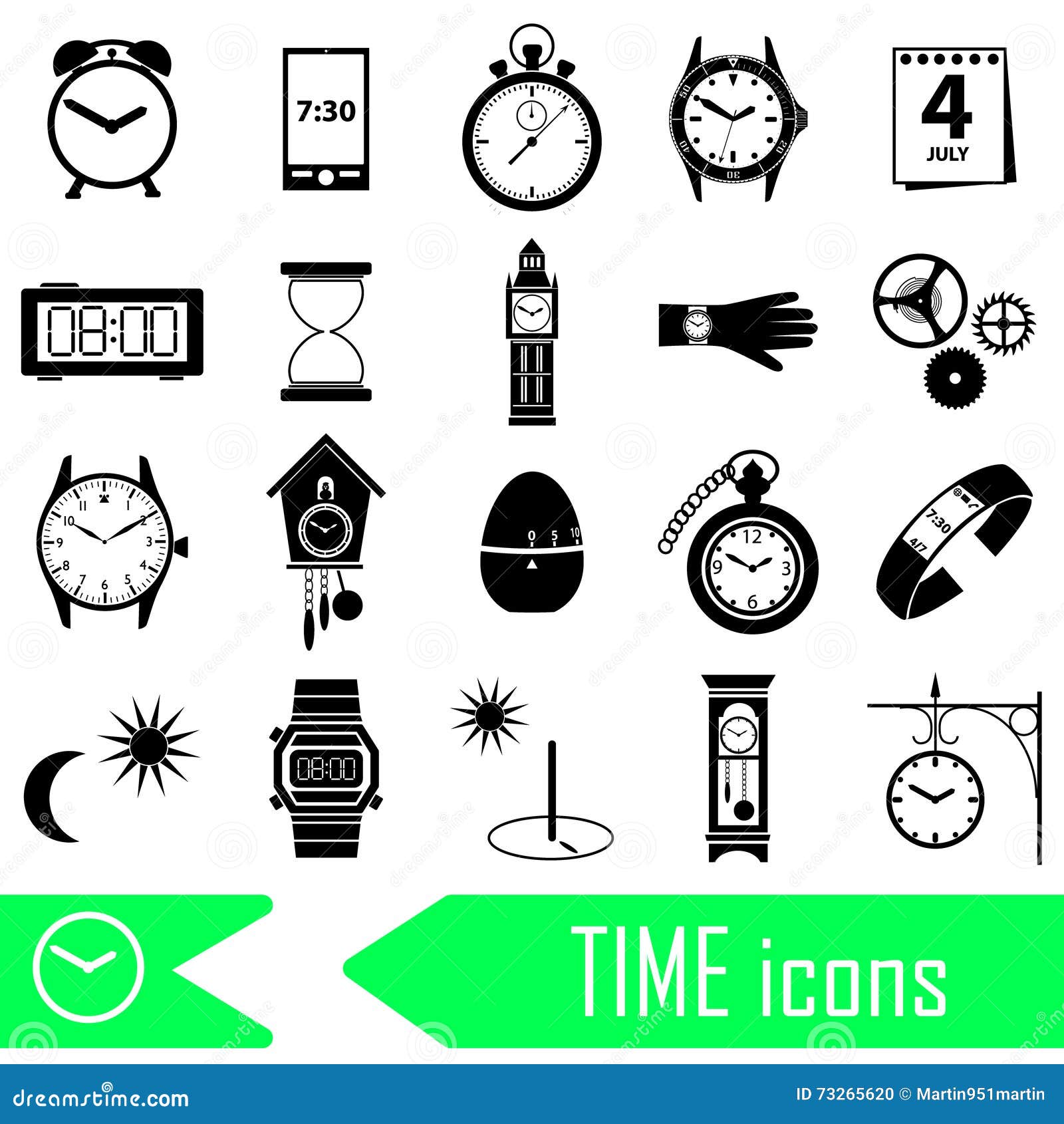 Time Theme Modern Simple Icons Set Eps10 Stock Vector - Illustration of ...
