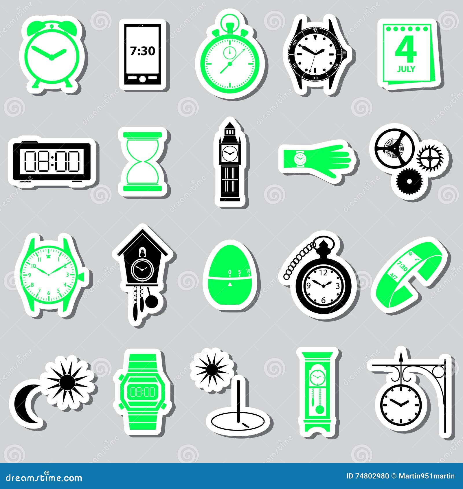 Time Theme Modern Simple Stickers Set Eps10 Stock Vector - Illustration ...