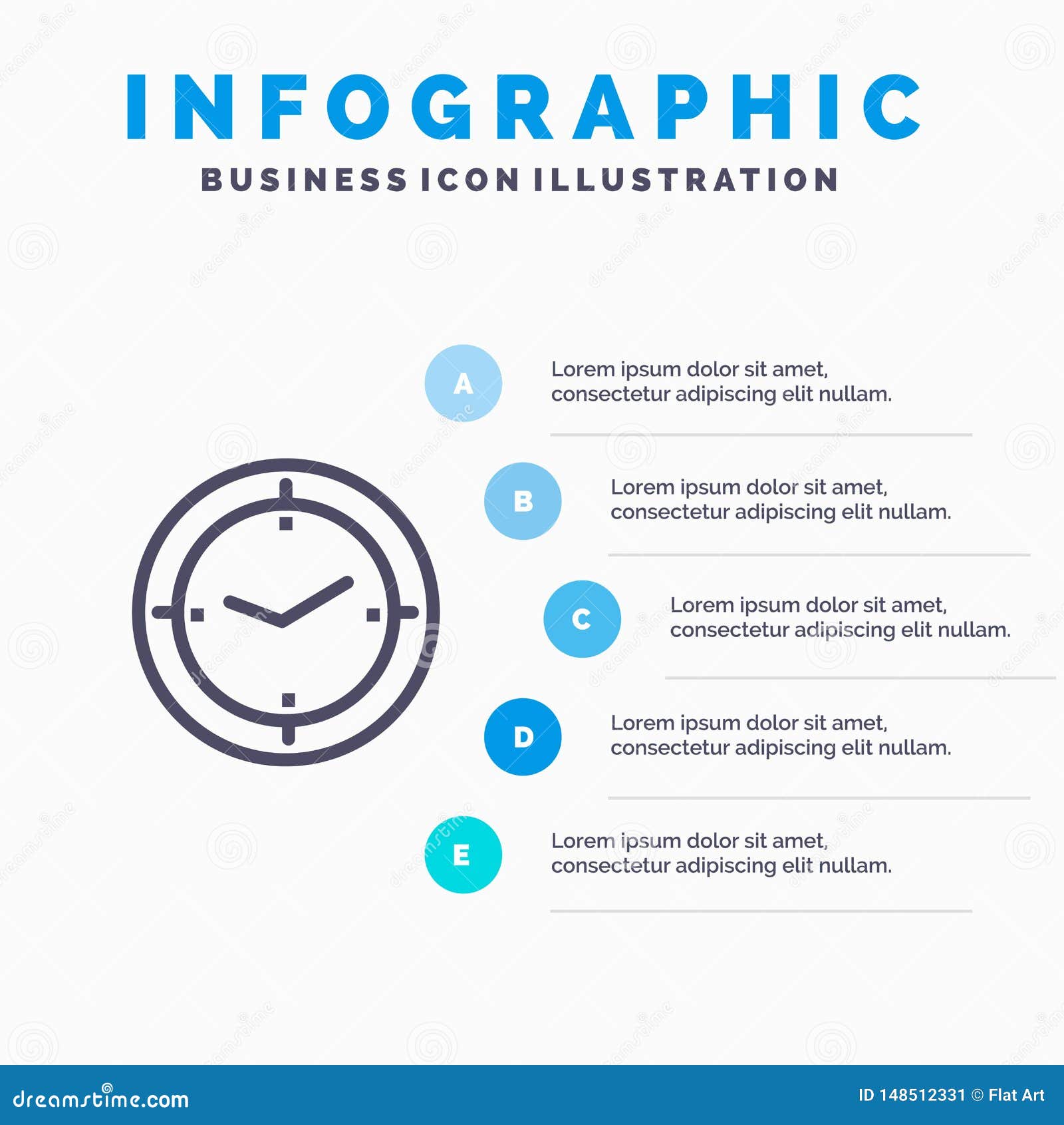 Time, Timer, Compass, Machine Blue Infographics Template 5 Steps ...