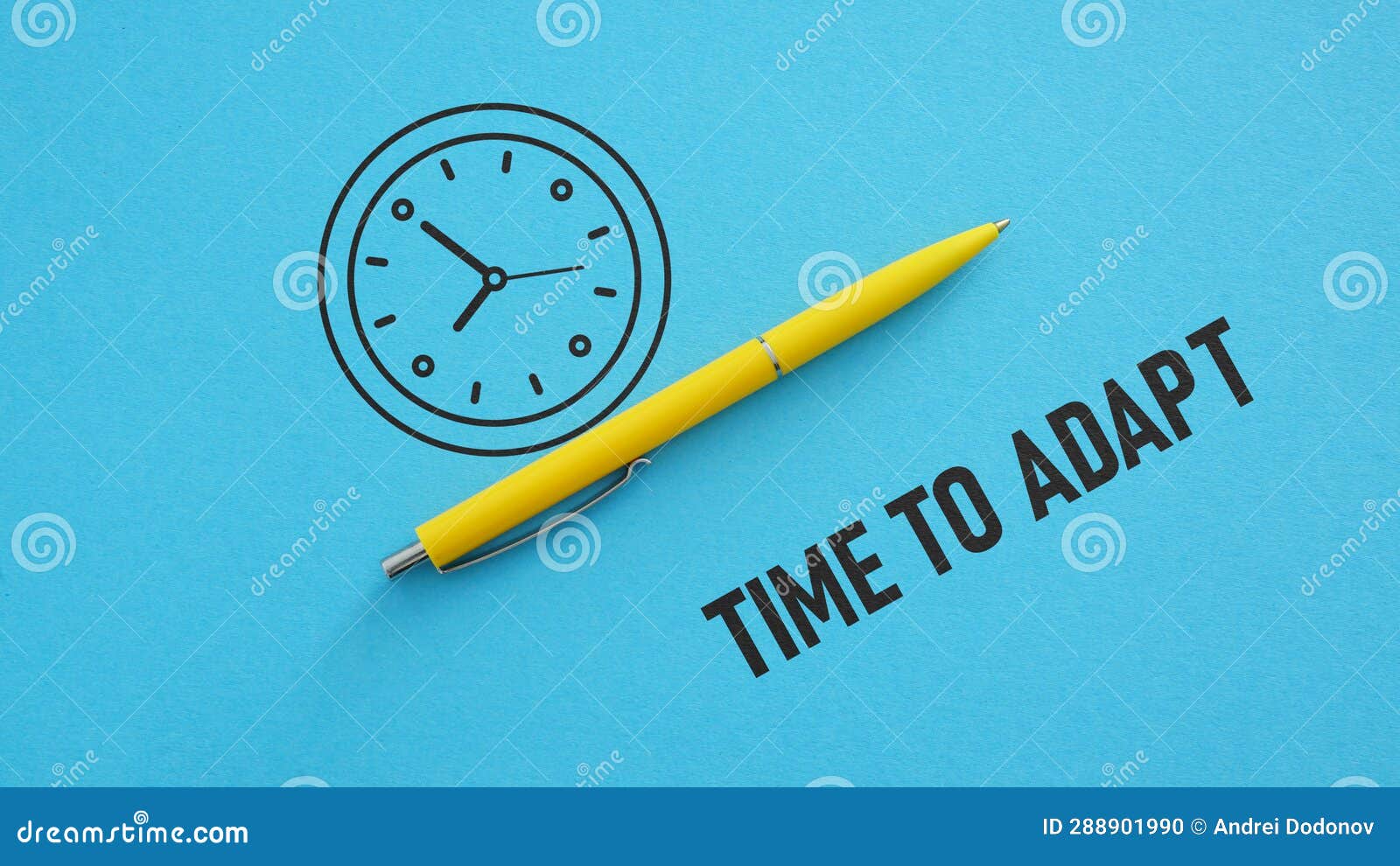 Time To Adapt is Shown Using the Text and Picture of the Clock Stock ...