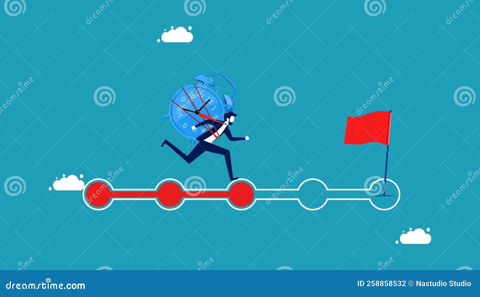 Time To Approach Goals and Progress. Businessman with Clock on Progress ...