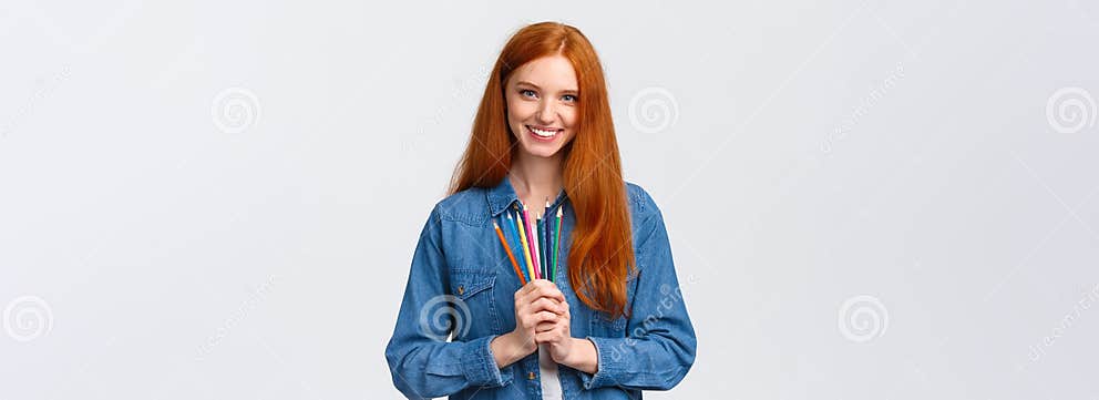 Time To Brighten Life Attractive Confident Charismatic Redhead Girl In