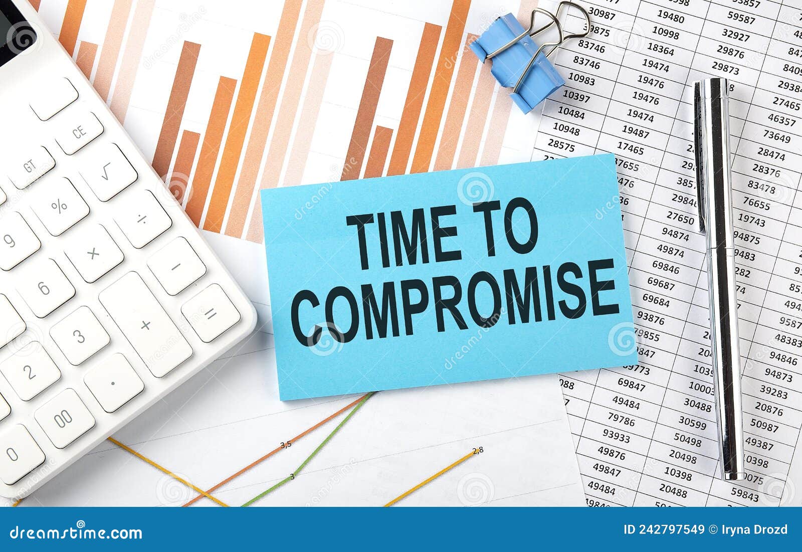 TIME TO COMPROMISE Text on Sticker on Diagram Background Stock Image ...