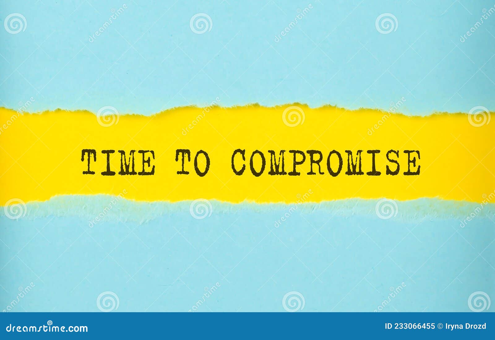TIME TO COMPROMISE Text on the Torn Paper , Yellow Background Stock ...