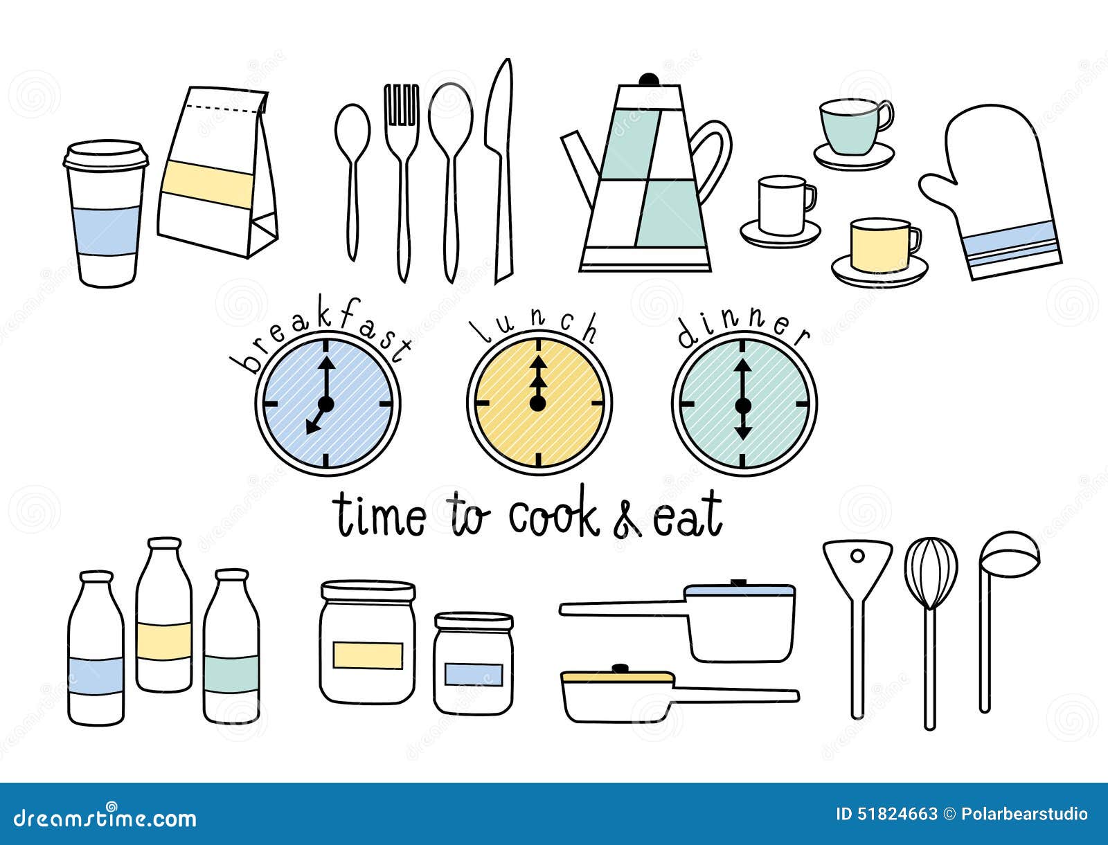 Time to cook and eat stock vector. Illustration of lunch - 51824663