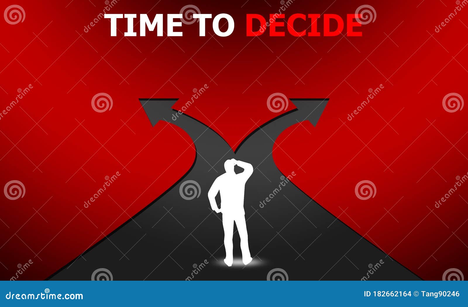 Time To Decide Concept with Man Stand at a Junction Stock Illustration ...