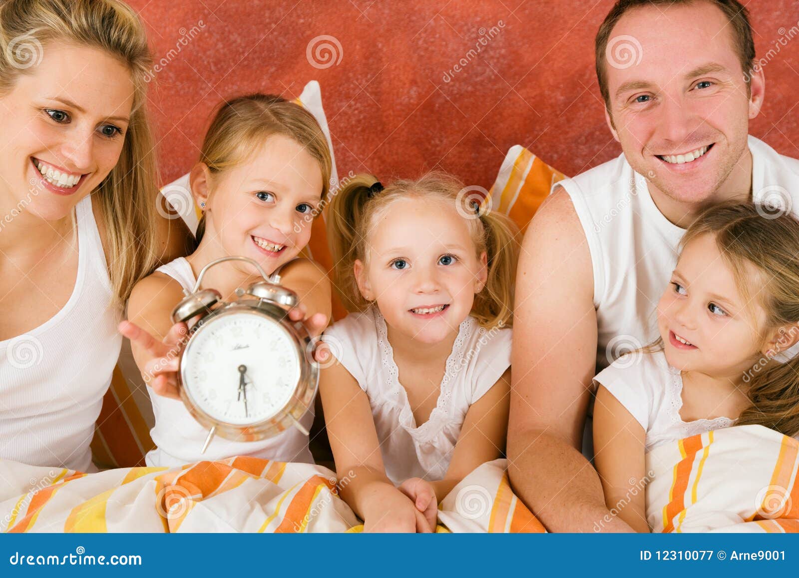 Time to get up! stock image. Image of family, lying, morning - 12310077