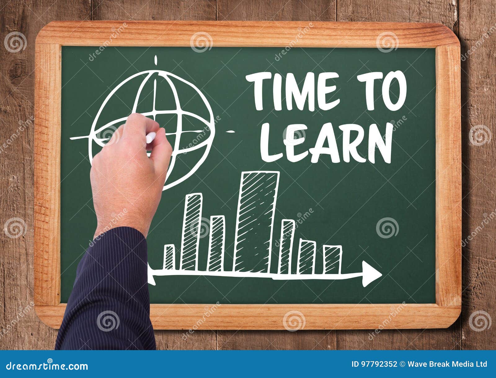 Time To Learn Text and Diagrams on Blackboard Stock Photo - Image of ...