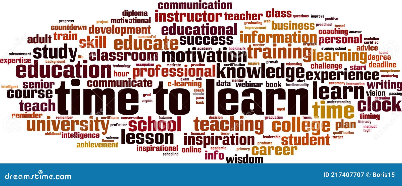 Time to learn word cloud stock vector. Illustration of word - 217407707