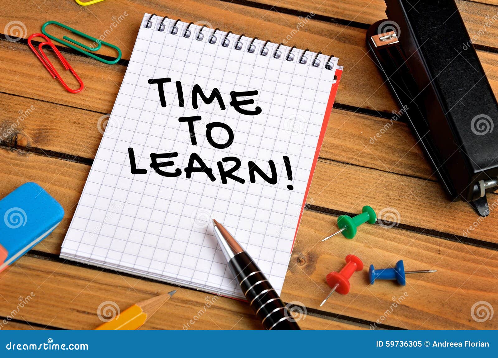 Time to learn word stock image. Image of improvement - 59736305