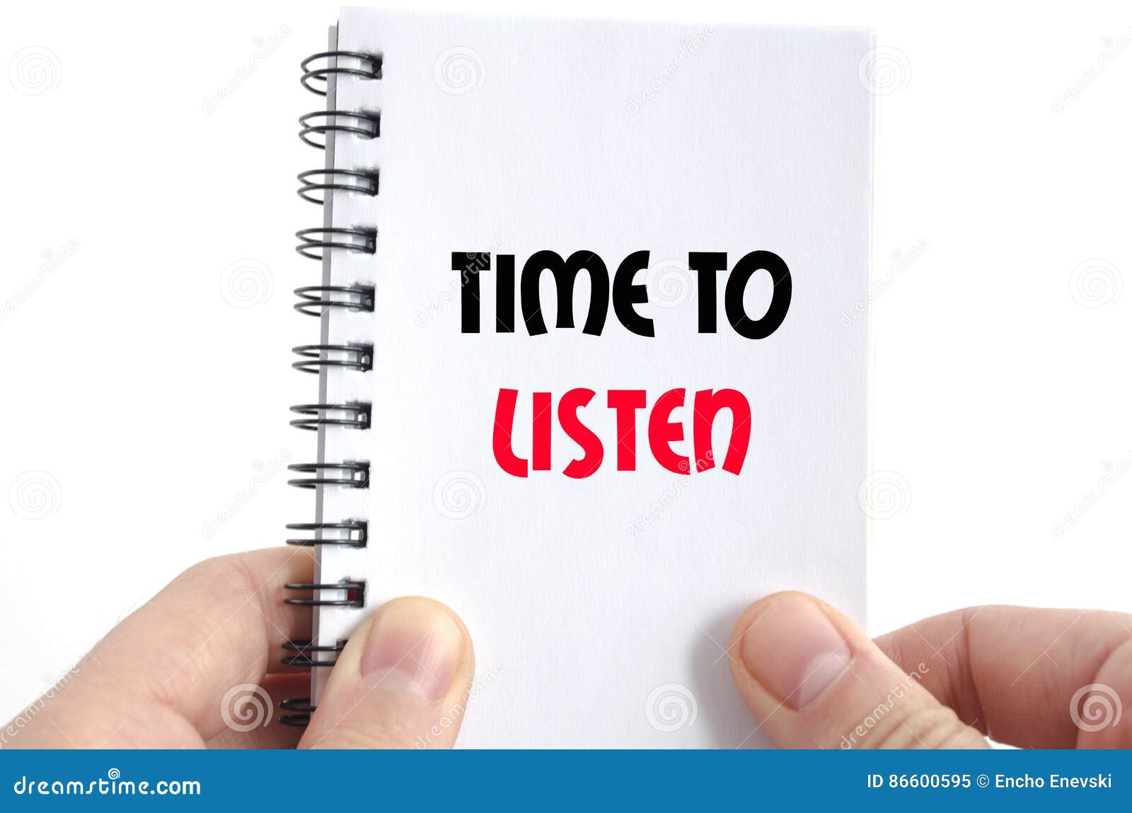 Time To Listen Text Concept Stock Image - Image of education, holding ...