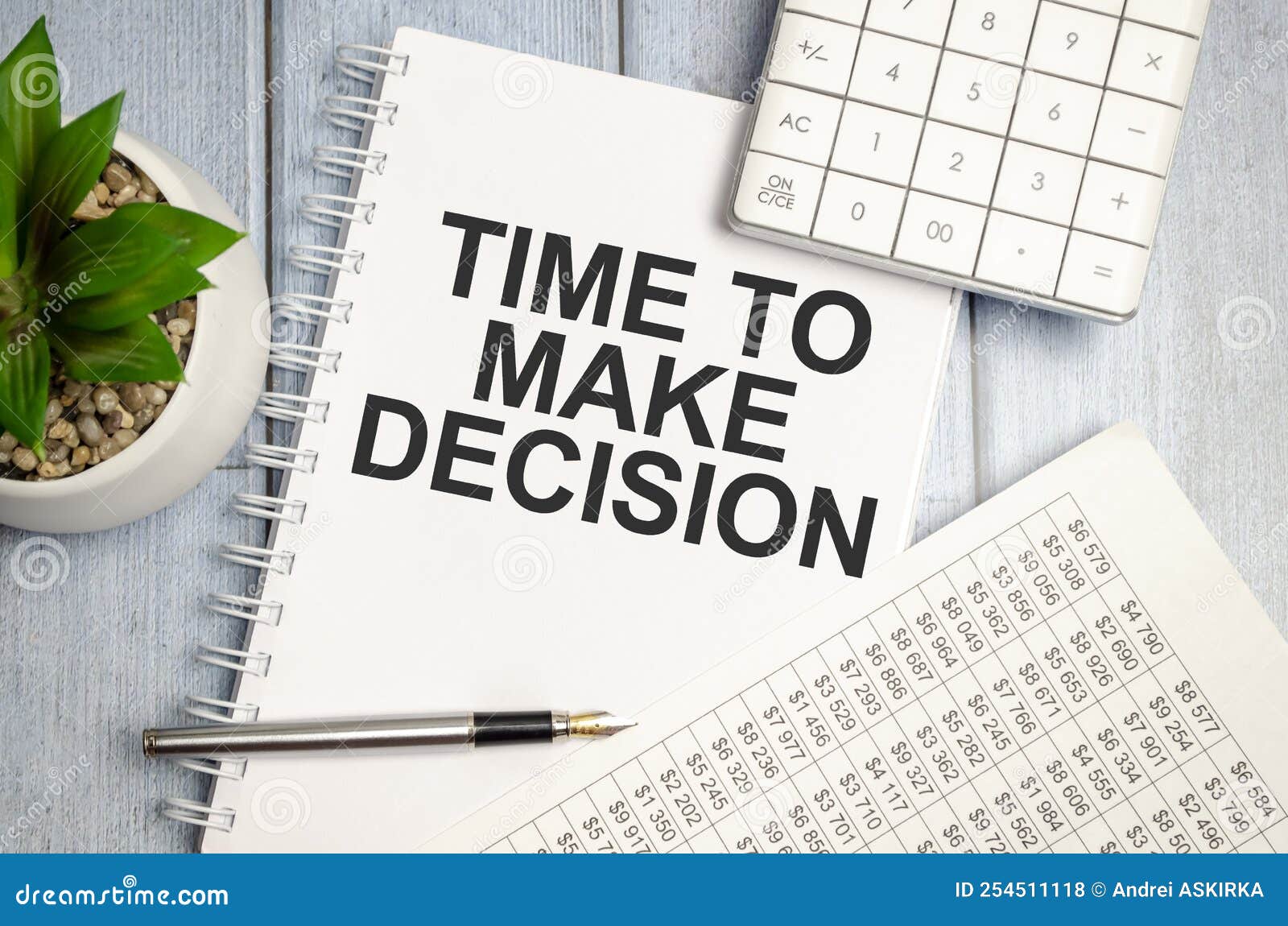 TIME To Make Decision Word on Notepad with Glasses and Chart Stock ...